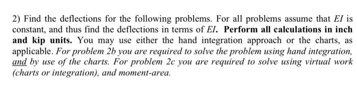 Solved 2) Find the deflections for the following problems. | Chegg.com