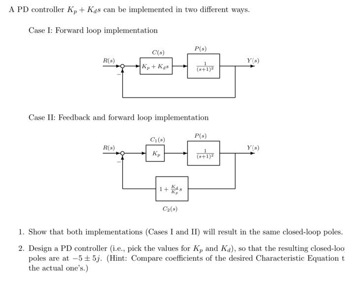 Solved A PD controller Kp + Kds can be implemented in two | Chegg.com