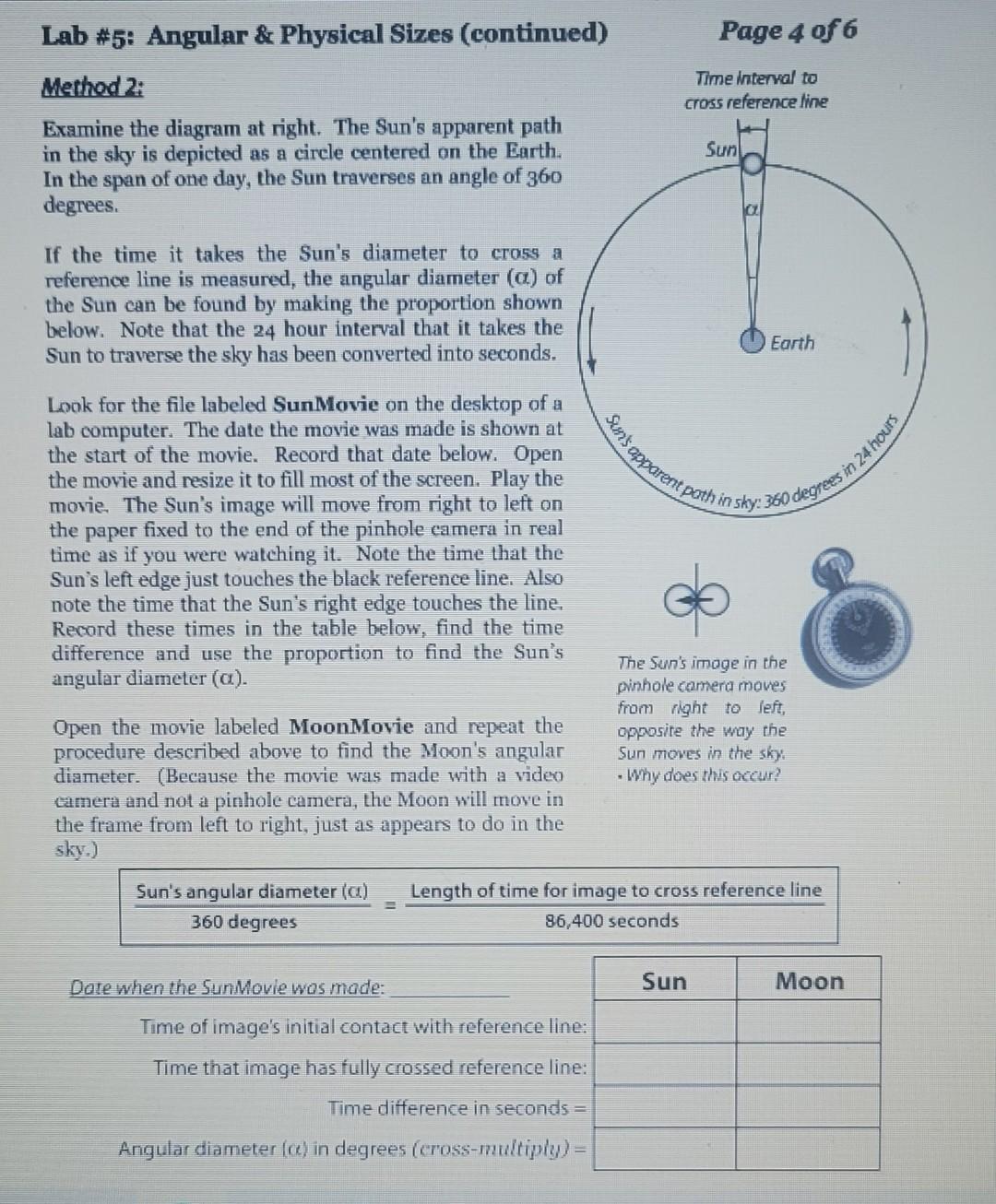 Page 2 Of 6 Lab 5 Angular And Physical Sizes 