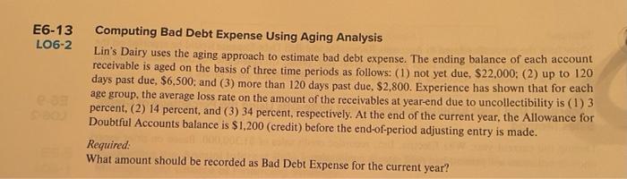Solved 13 Computing Bad Debt Expense Using Aging Analysis | Chegg.com