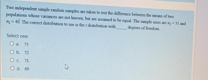 Solved Two independent simple random samples are taken to | Chegg.com