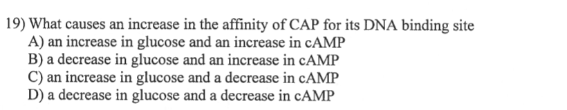 Solved What causes an increase in the affinity of CAP for | Chegg.com