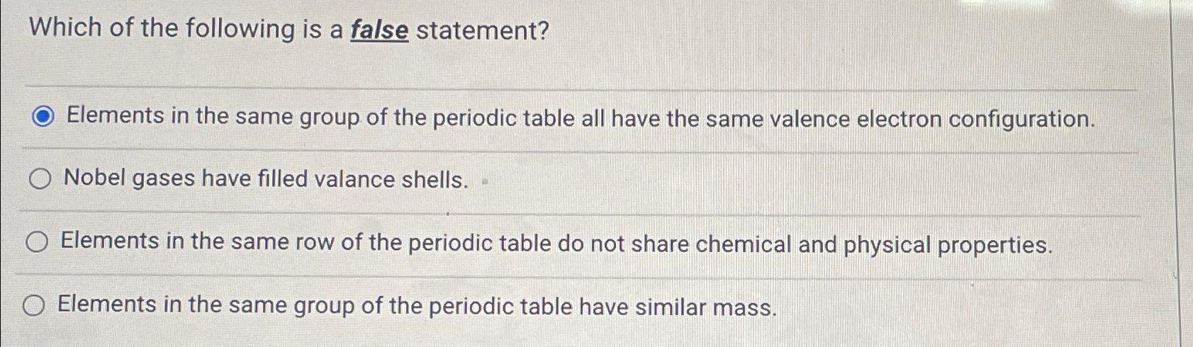 Solved Which of the following is a false statement?Elements | Chegg.com