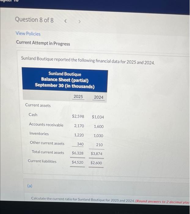 Solved View Policies Current Attempt in Progress Sunland | Chegg.com