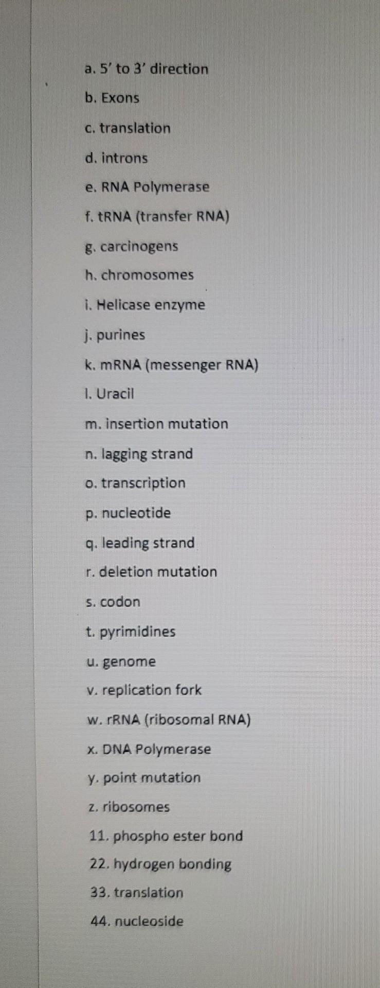 Solved Vocabulary: Molecular Genetics Chapter 20 1. Mutation | Chegg.com