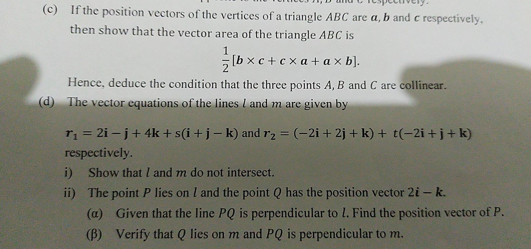 Solved (C) If the position vectors of the vertices of a | Chegg.com