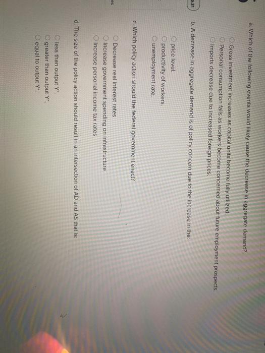 Solved Suppose a decrease in aggregate demand shifts the | Chegg.com