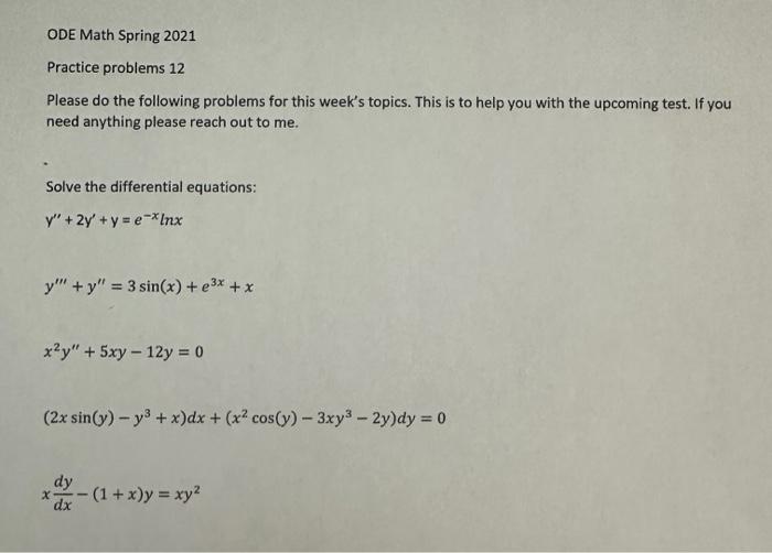 Solved Practice problems 12 Please do the following problems | Chegg.com