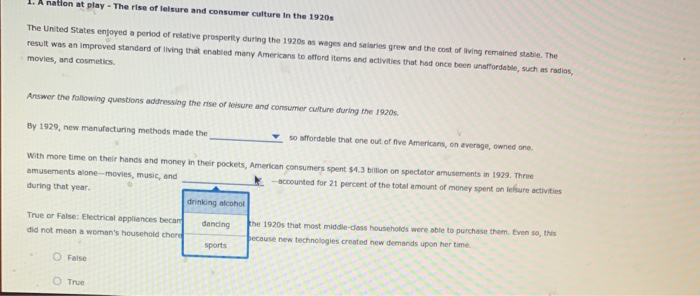Solved 1. A nation at play. The rise of leisure and consumer | Chegg.com