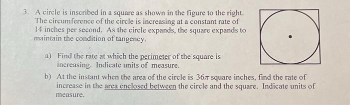 Solved 3. A circle is inscribed in a square as shown in the | Chegg.com