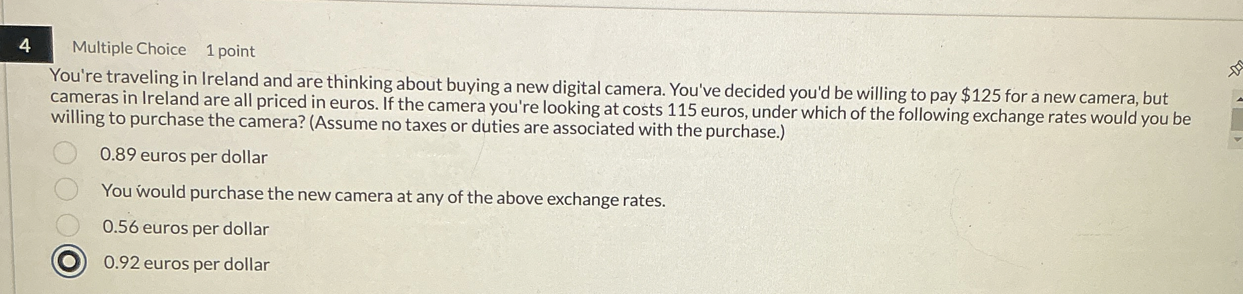 Solved 4Multiple Choice1 ﻿pointYou're traveling in Ireland | Chegg.com