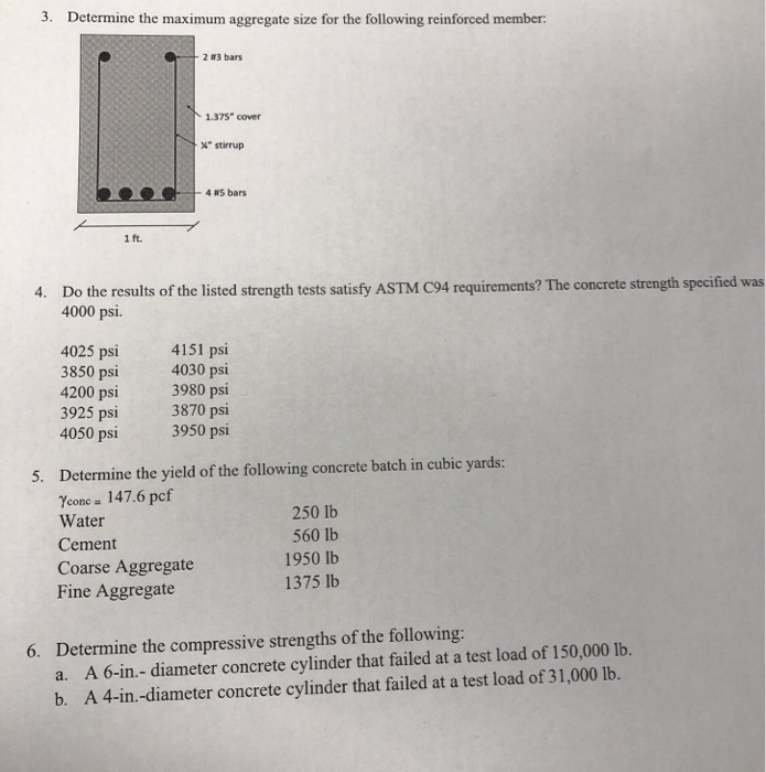 Solved 3. Determine the maximum aggregate size for the | Chegg.com