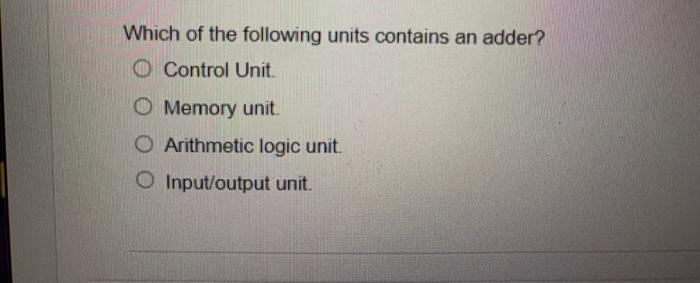 Solved Which of the following units contains an adder? | Chegg.com