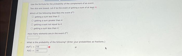 Solved Use the formula for the probability of the complement | Chegg.com