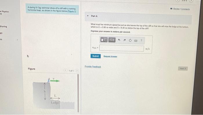 Solved Adaring 51 kg swimmer dves off a cilt with a running | Chegg.com