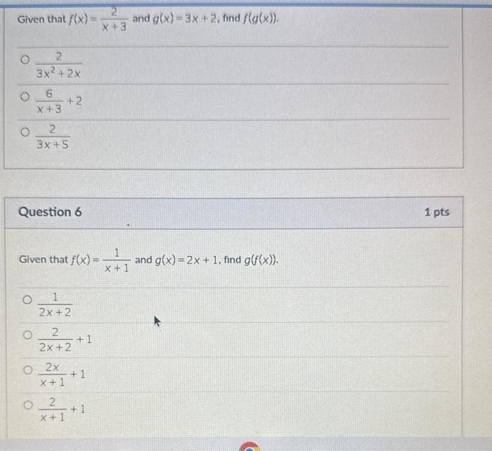 Solved Given that f(x)=x+32 and g(x)=3x+2, find f(g(x)). | Chegg.com