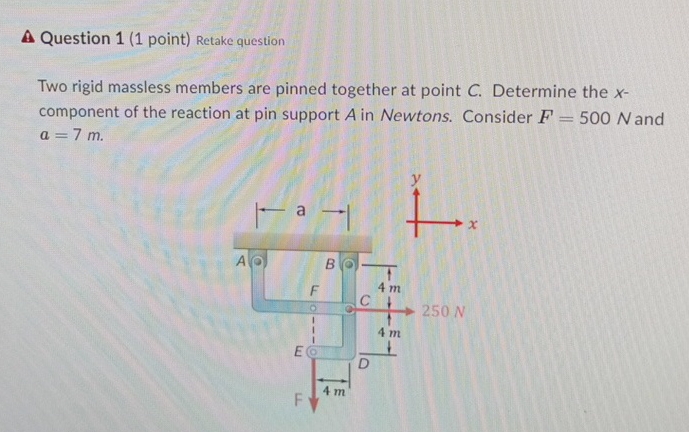 Solved Question 1 (1 ﻿point) ﻿Retake questionTwo rigid | Chegg.com