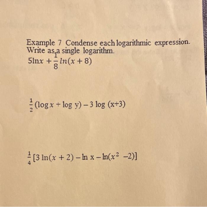 Solved Example 9 Solve the logarithmic equation. 2logx=log64 | Chegg.com