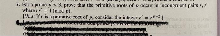 Solved 7. For a prime p>3, prove that the primitive roots of | Chegg.com