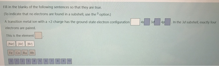 Solved 45 3d 4p In the 3d subshell, exactly four Fill in the | Chegg.com