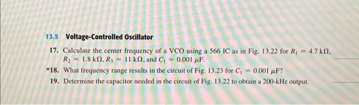 Solved 13.5 Voltage-Controlled Oscillator 17. Calculate the | Chegg.com