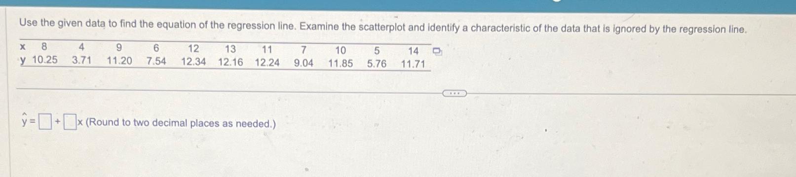 Solved Use the given data to find the equation of the | Chegg.com