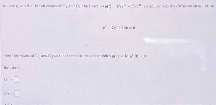 You are given that for all values of C1 and C2, the | Chegg.com