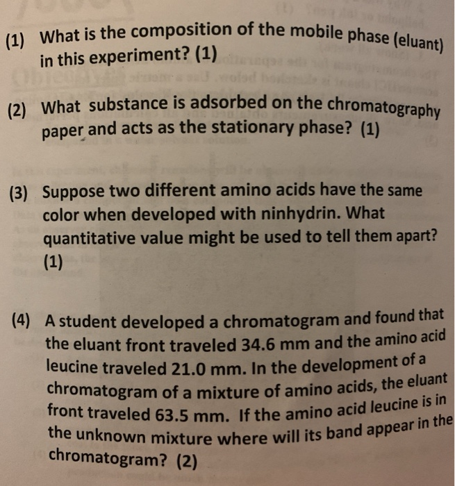 Solved n of the mobile phase (eluant) 11 What is the | Chegg.com