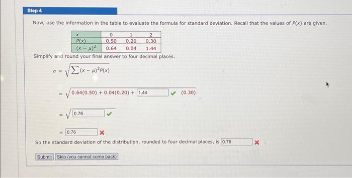 Solved Step 4 Now, use the information in the table to | Chegg.com