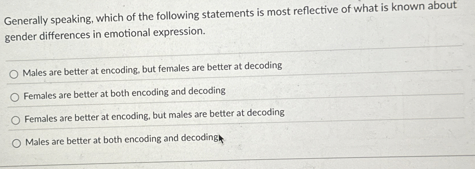 Solved Generally speaking, which of the following statements | Chegg.com