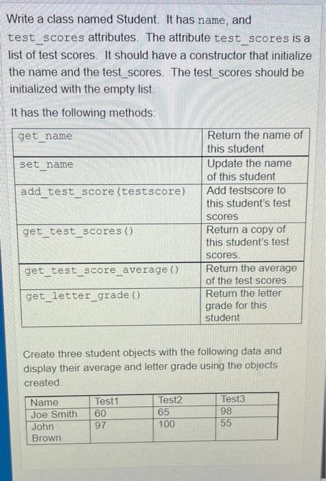 Solved Write a class named Student. It has name, and | Chegg.com