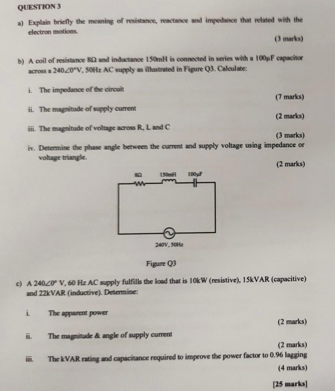 Solved a) Based on circuit shown in Figure Q1, a coil load | Chegg.com