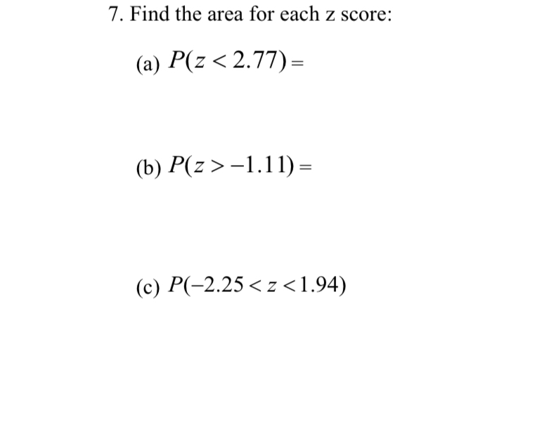 Solved Find the area for each z | Chegg.com