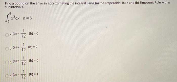 Solved Find a bound on the error in approximating the | Chegg.com