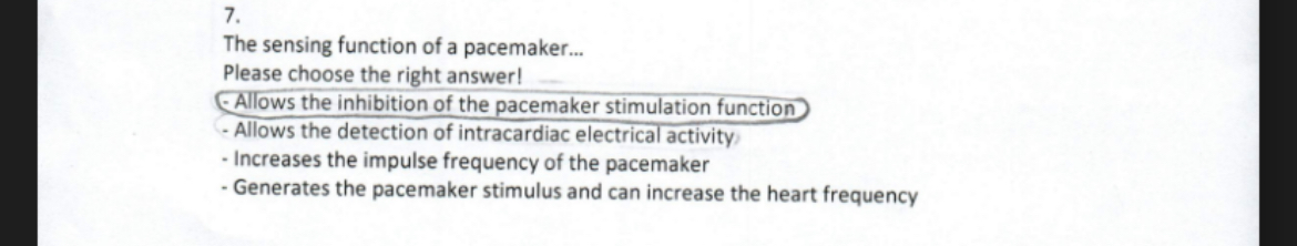Solved The sensing function of a pacemaker...Please choose | Chegg.com