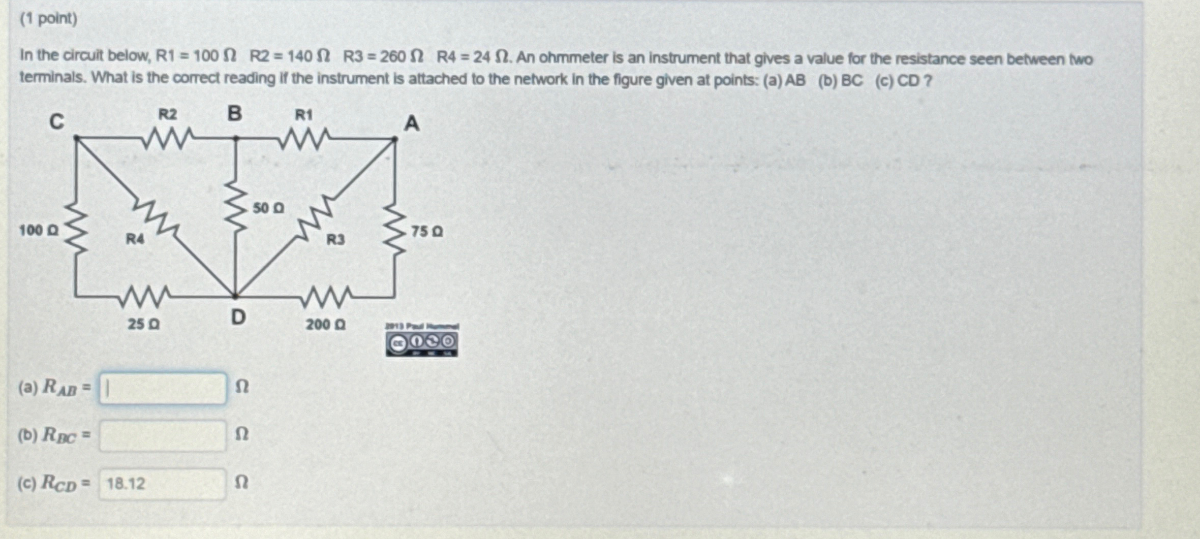 Solved (1 ﻿point)In the circuit below, | Chegg.com