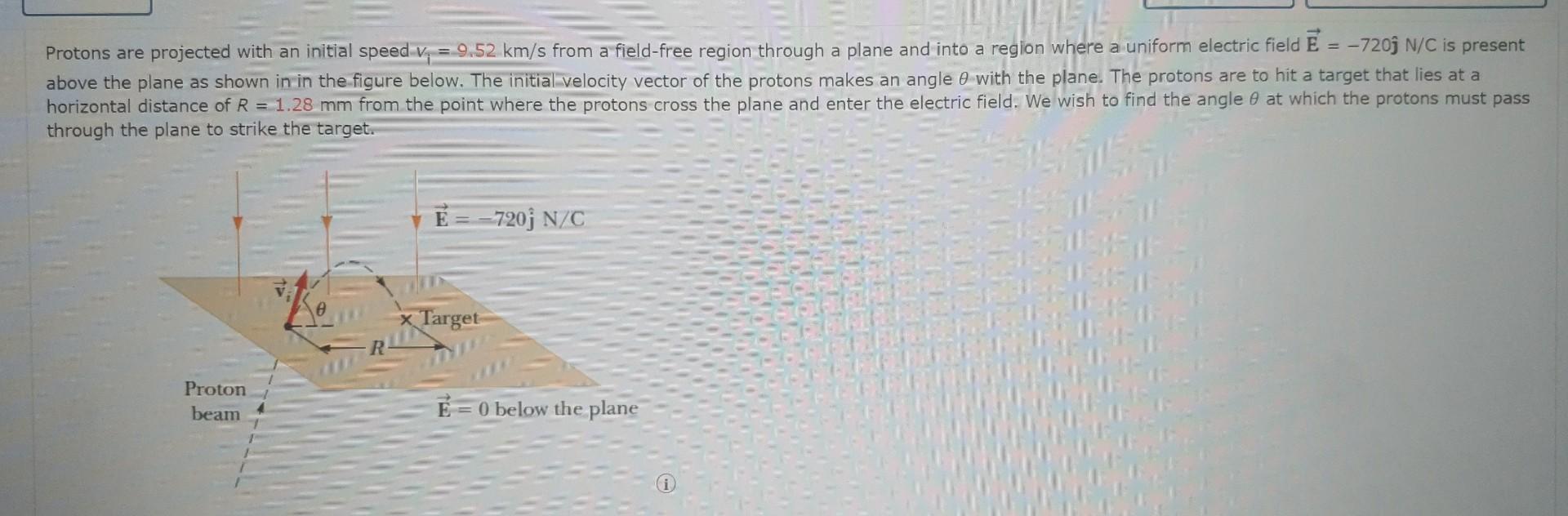 Solved Protons are projected with an initial speed v1=9.52 | Chegg.com