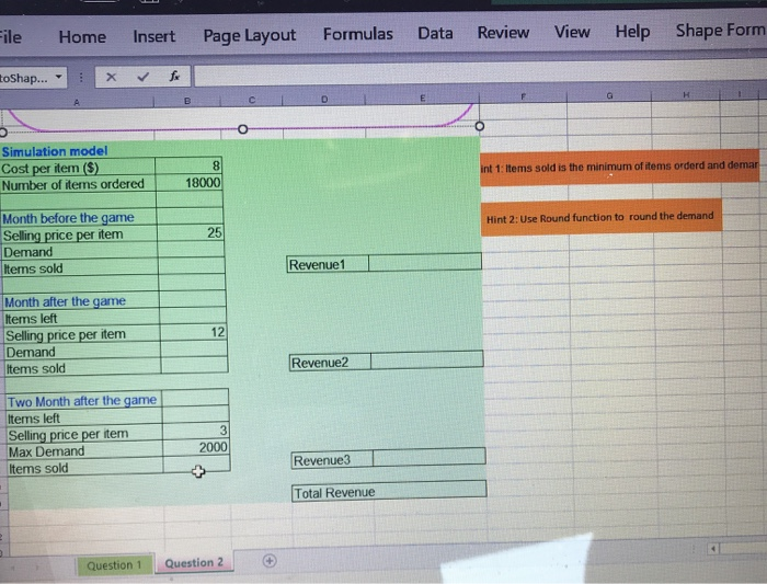 Solved File Home Insert Page Layout Formulas Data Review