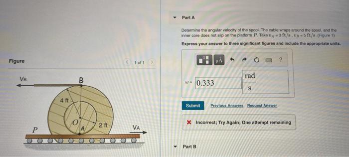 Solved Part A Determine the angular velocity of the spool. | Chegg.com