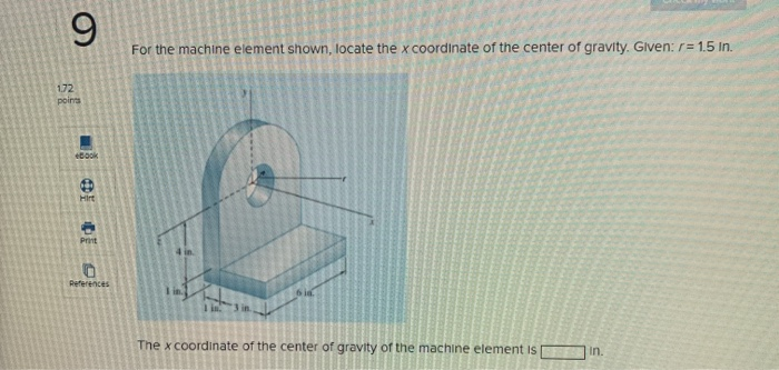 9 For the machine element shown, locate the x | Chegg.com