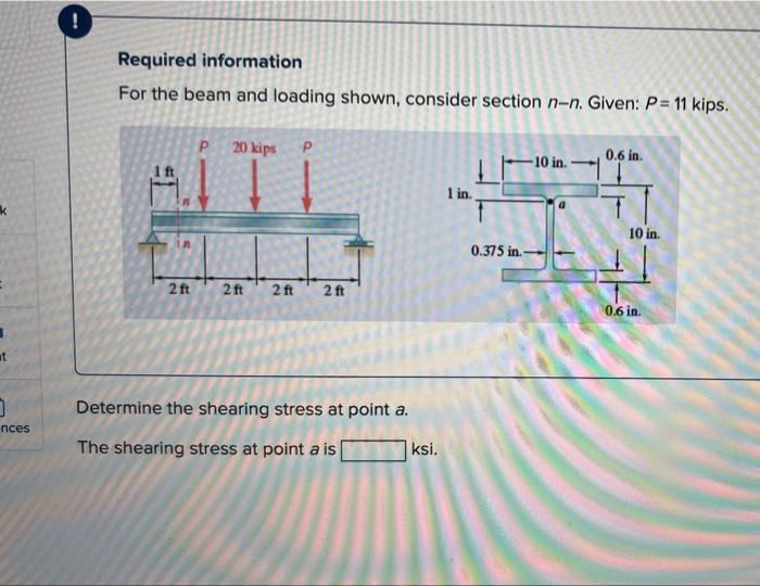 Solved Required information For the beam and loading shown, | Chegg.com