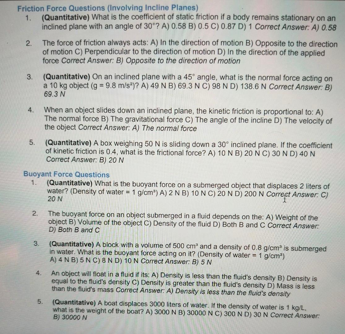 Solved Friction Force Questions (Involving Incline Planes) | Chegg.com