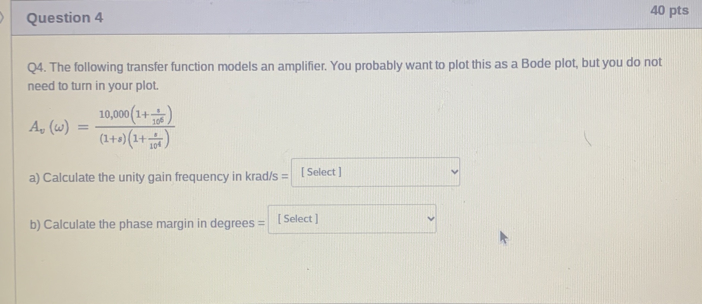 Solved Question 4Q4. ﻿The following transfer function models | Chegg.com