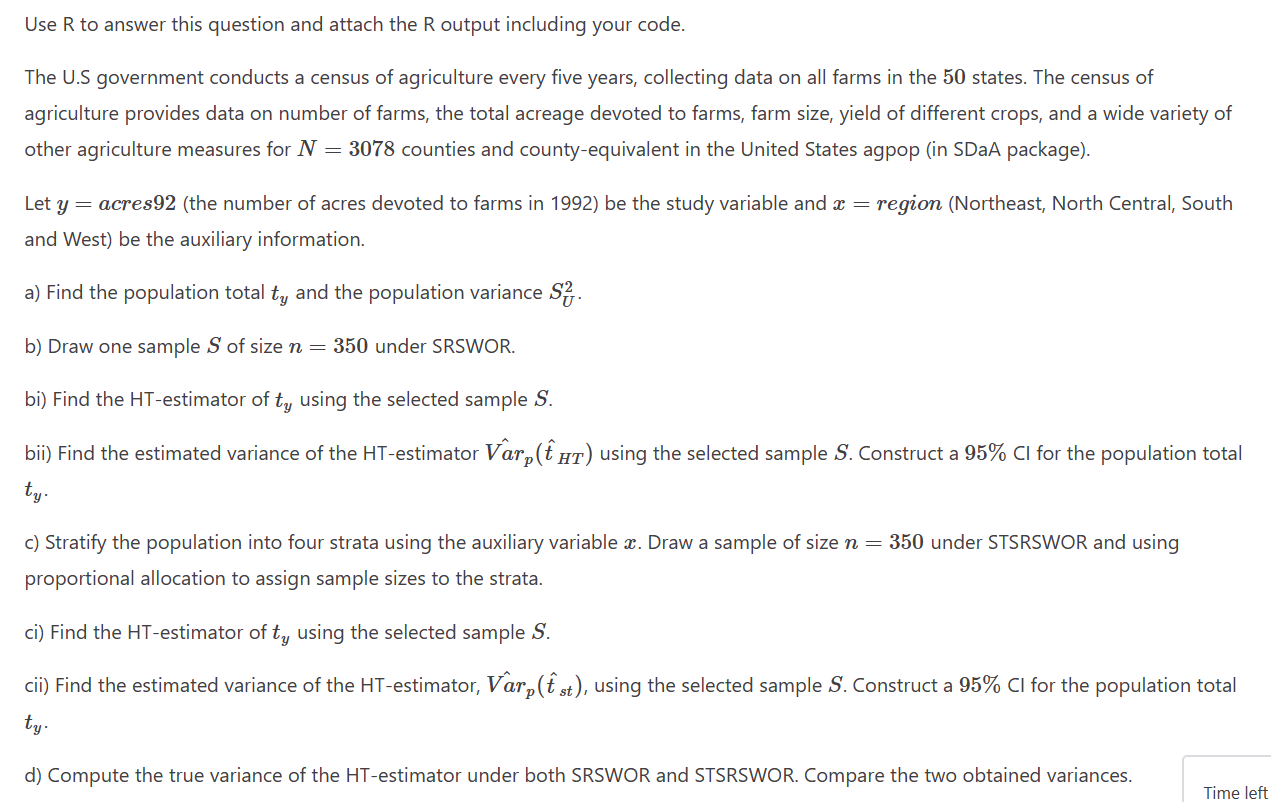 Solved Use R ﻿to answer this question and attach the R | Chegg.com