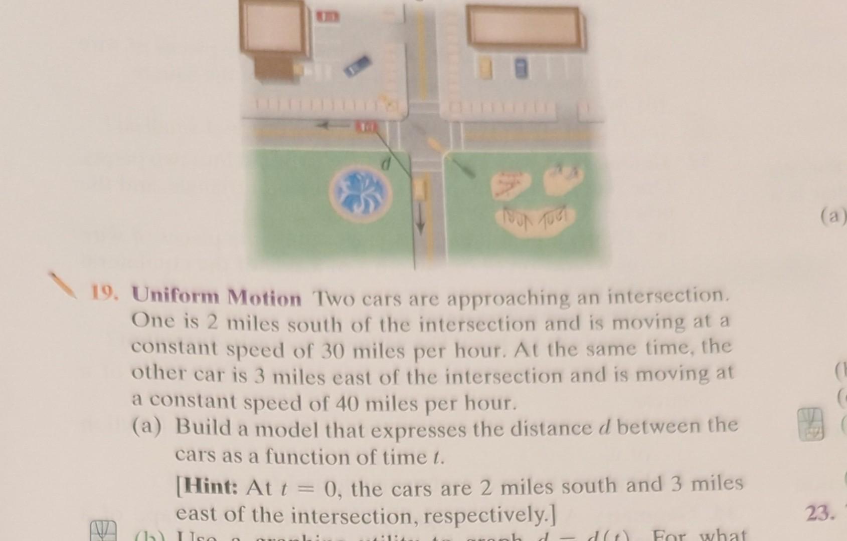 Solved 19. Uniform Motion Two cars are approaching an | Chegg.com