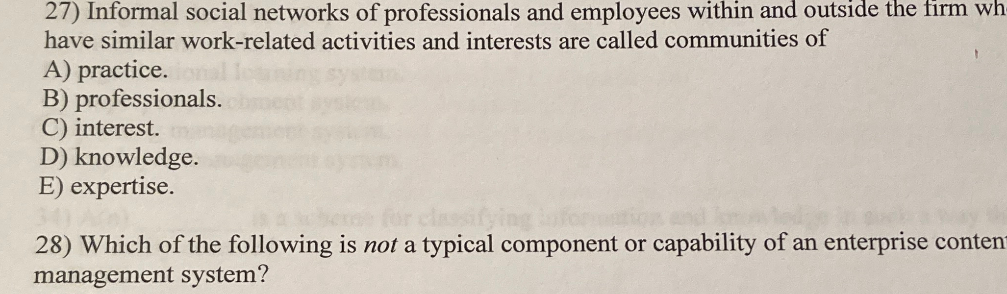 Solved Informal social networks of professionals and | Chegg.com