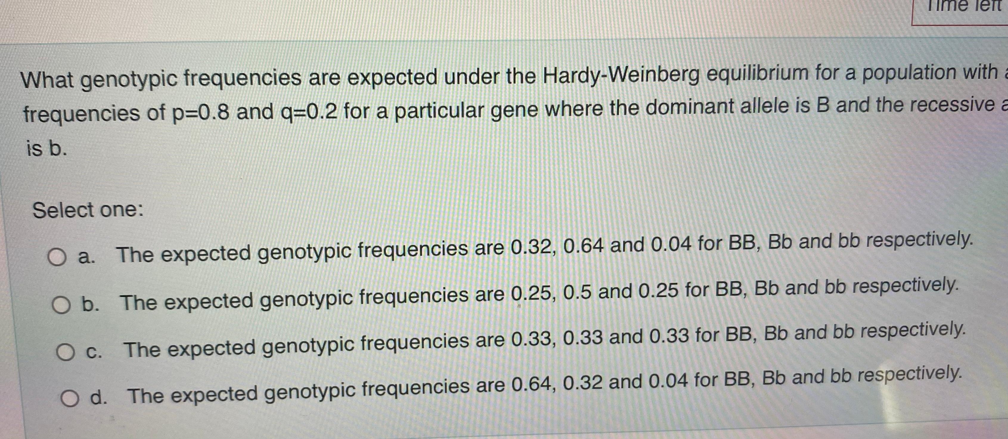 Solved What genotypic frequencies are expected under the | Chegg.com