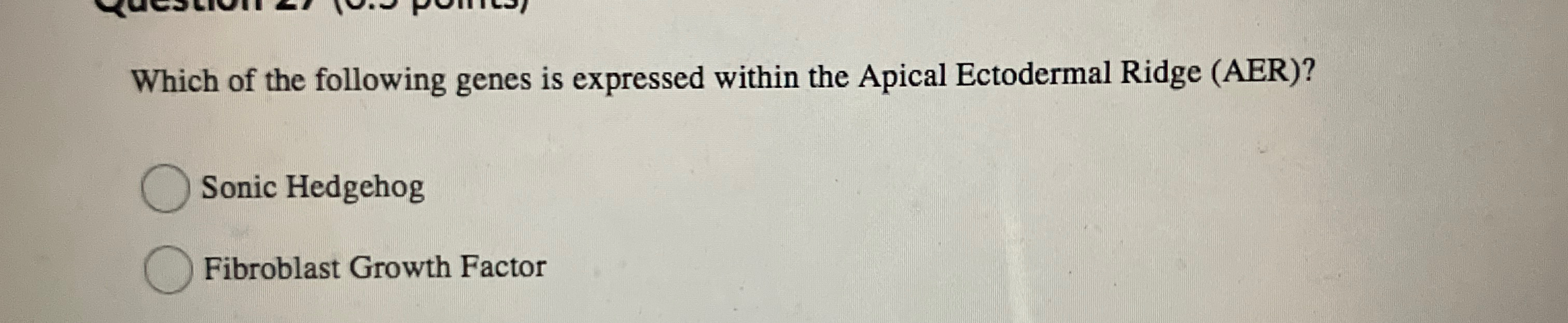 Solved Which of the following genes is expressed within the | Chegg.com