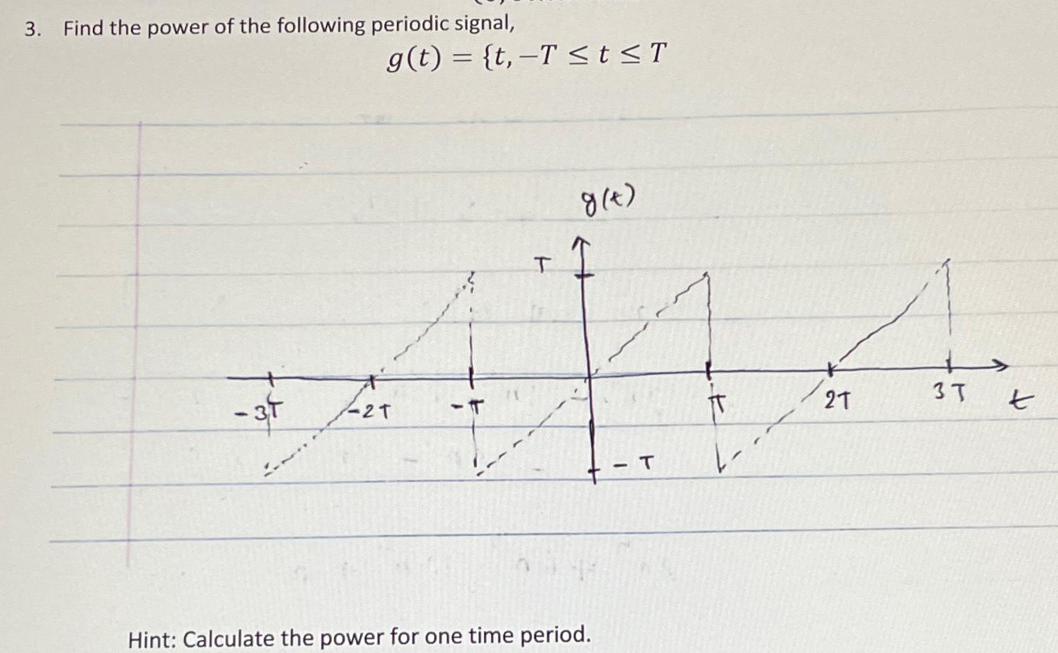 Solved Find The Power Of The Following Periodic Signalhint