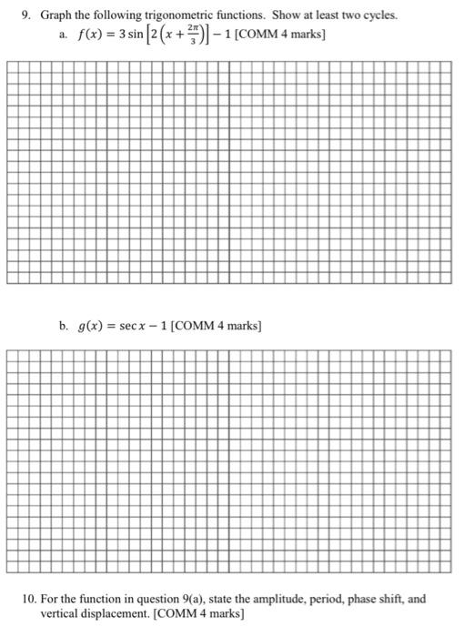 Solved Use Grade 12 Advanced Functions Methods To Answer. 9 | Chegg.com
